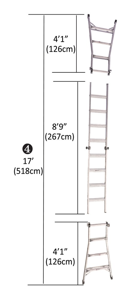 Mastercraft CSA Grade 1 Aluminum Multi-Task Ladder, 17-ft, 250-lb ...