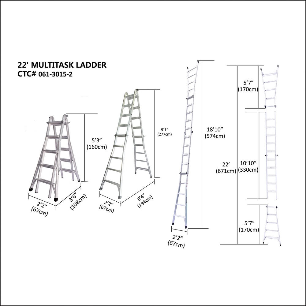 Mastercraft CSA Grade 1 Aluminum Multi-Task Ladder, 21-ft, 250-lb ...