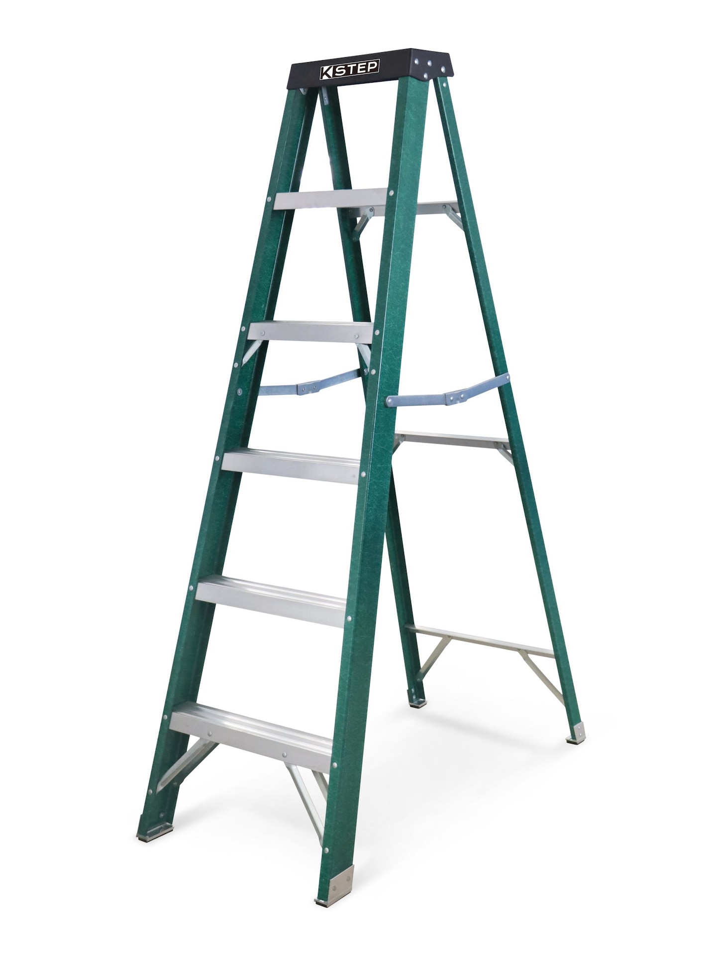 KSTEP Grade 2 Fiberglass Step Ladder, 6-ft, 225-lb Load Capacity ...