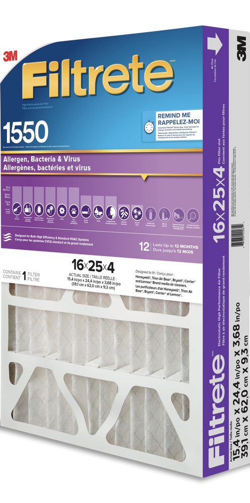 Filtre CEM 1550 Filtrete Micro de 3M, 16 x 25 x 4 po | Canadian Tire
