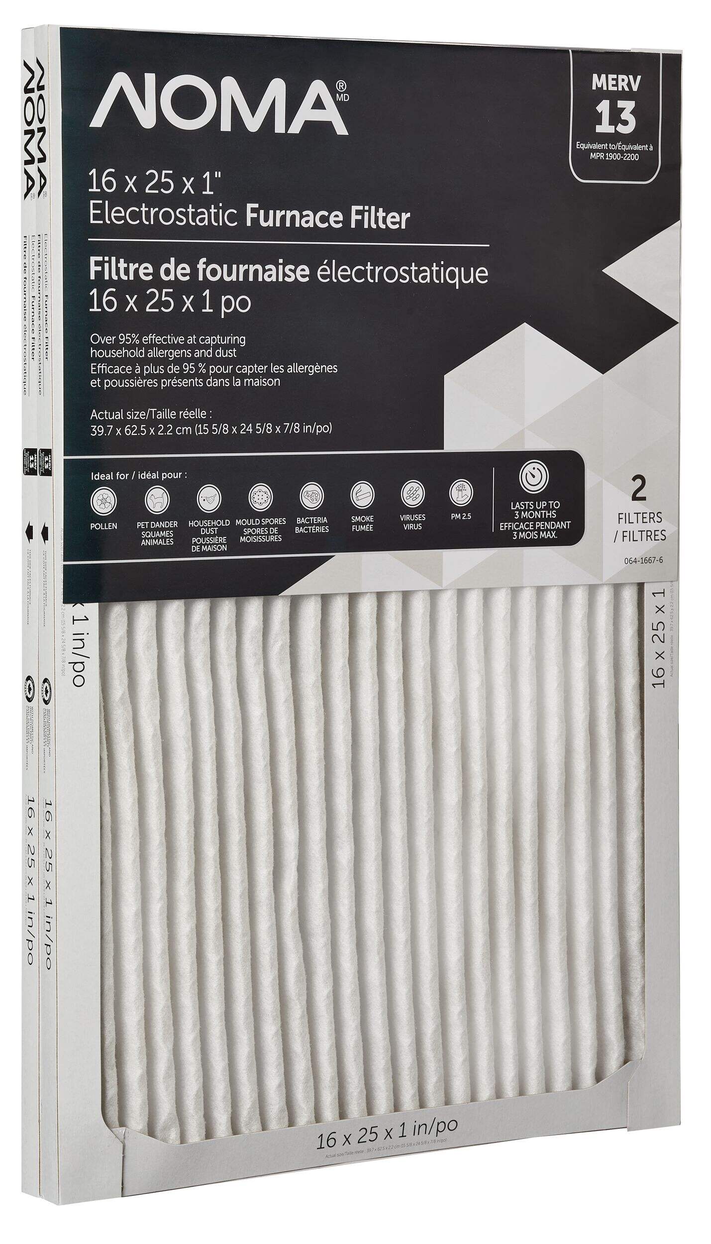 NOMA Merv 13 Elite Allergen Air Filter, 2-pk, 16 x 25-in | Canadian Tire