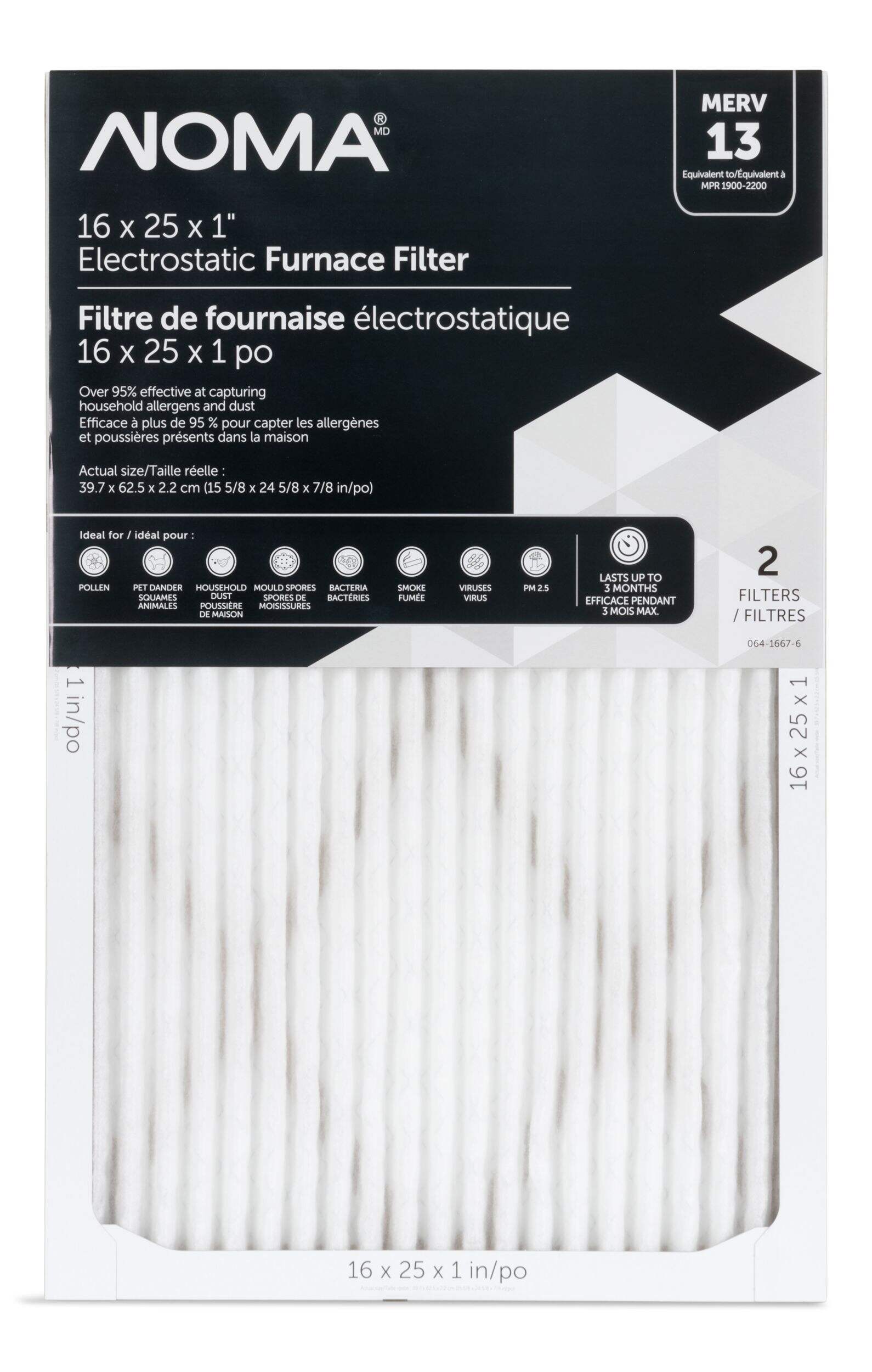 NOMA Merv 13 Elite Allergen Air Filter, 2-pk, 16 x 25-in | Canadian Tire