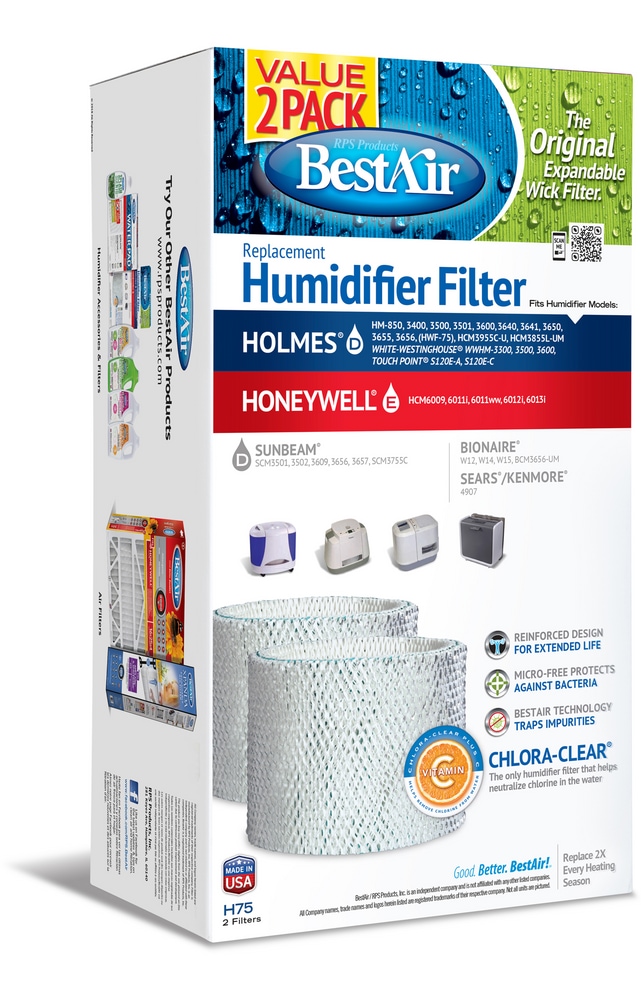 BestAir H75-2PK Humidifier Replacement Wick Filter Value Pack For ...