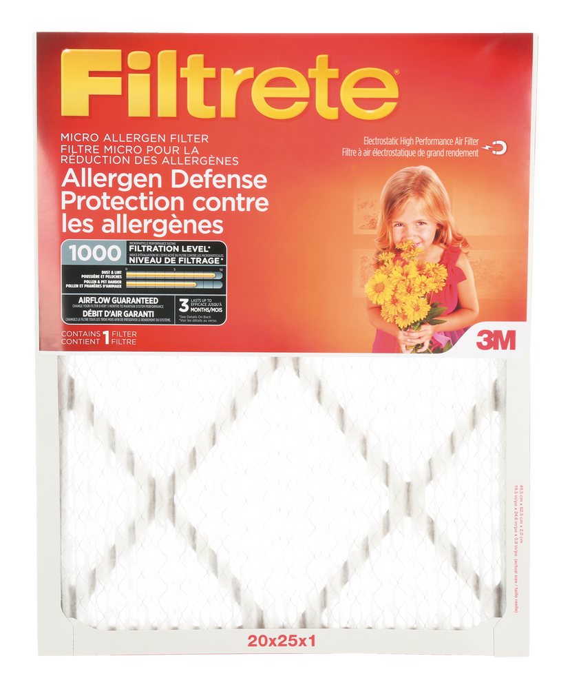 3M™ Filtrete™ Allergen Defense Micro Allergen Filter, MPR 1000, 20 x 25 x 1-in, 1-pk | Canadian Tire
