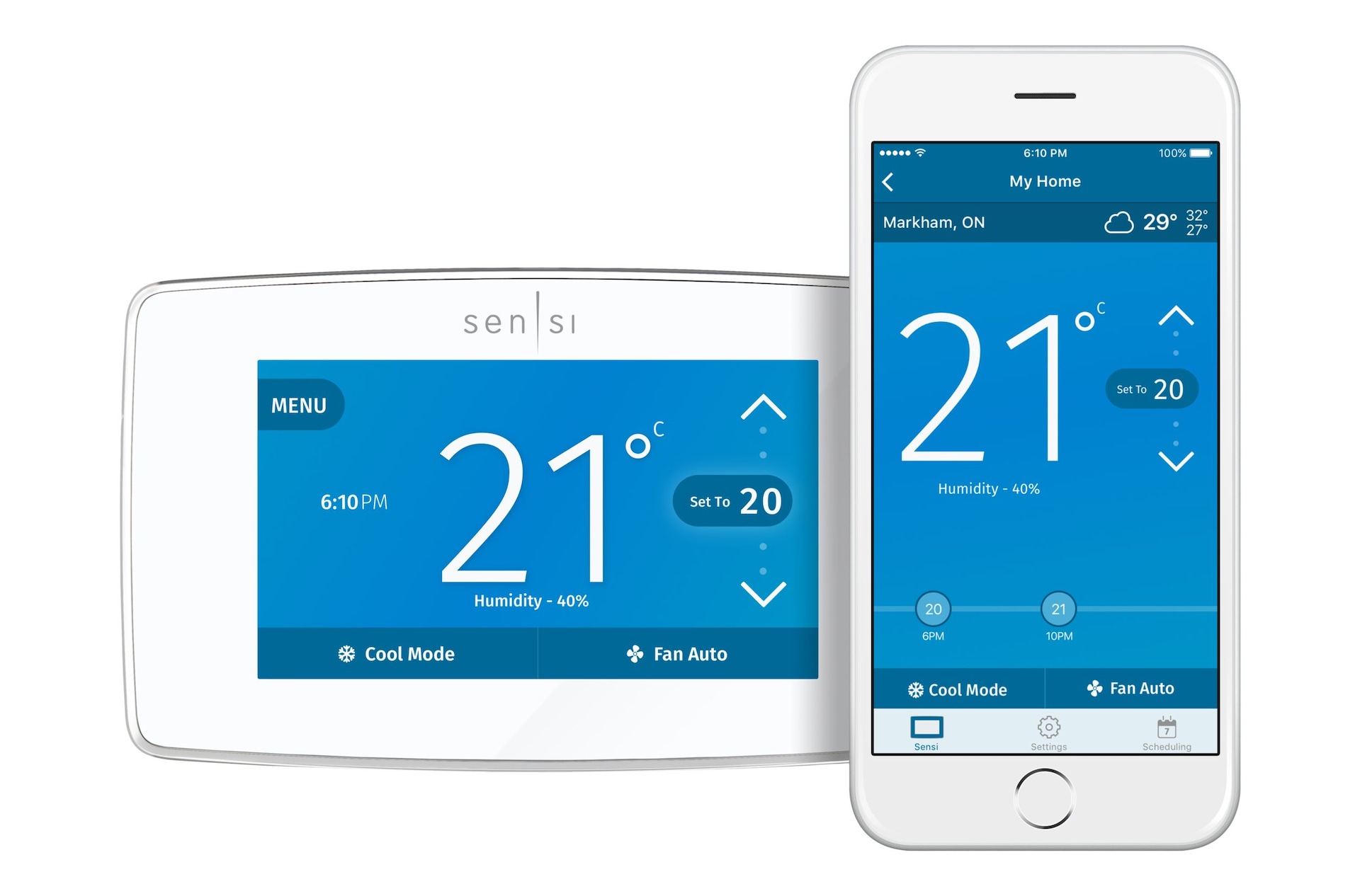 Thermostat tactile intelligent Wi-Fi Emerson Sensi, blanc | Canadian Tire