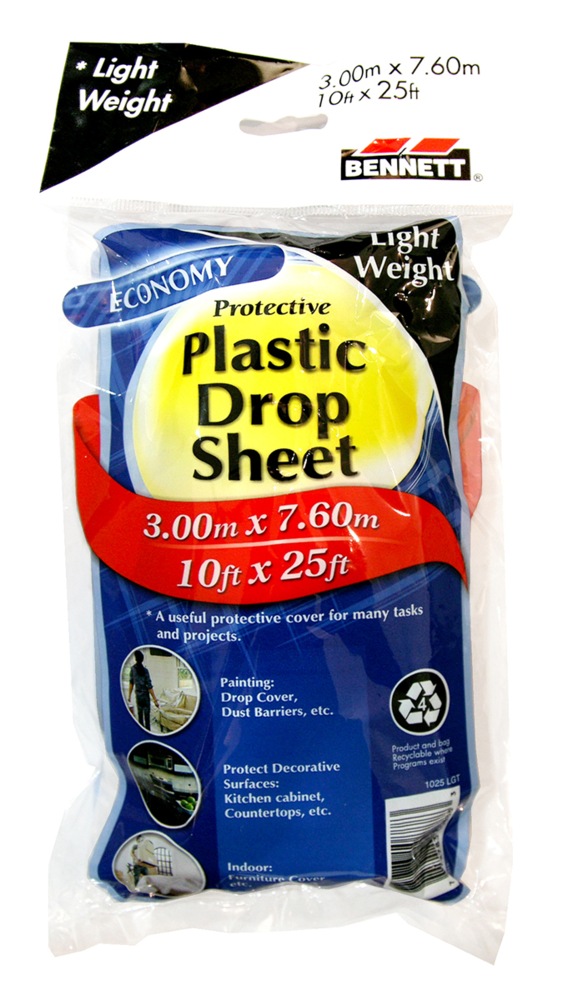 Bennett Protective Light Weight Plastic Drop Sheet, 10-ft x 26-ft ...