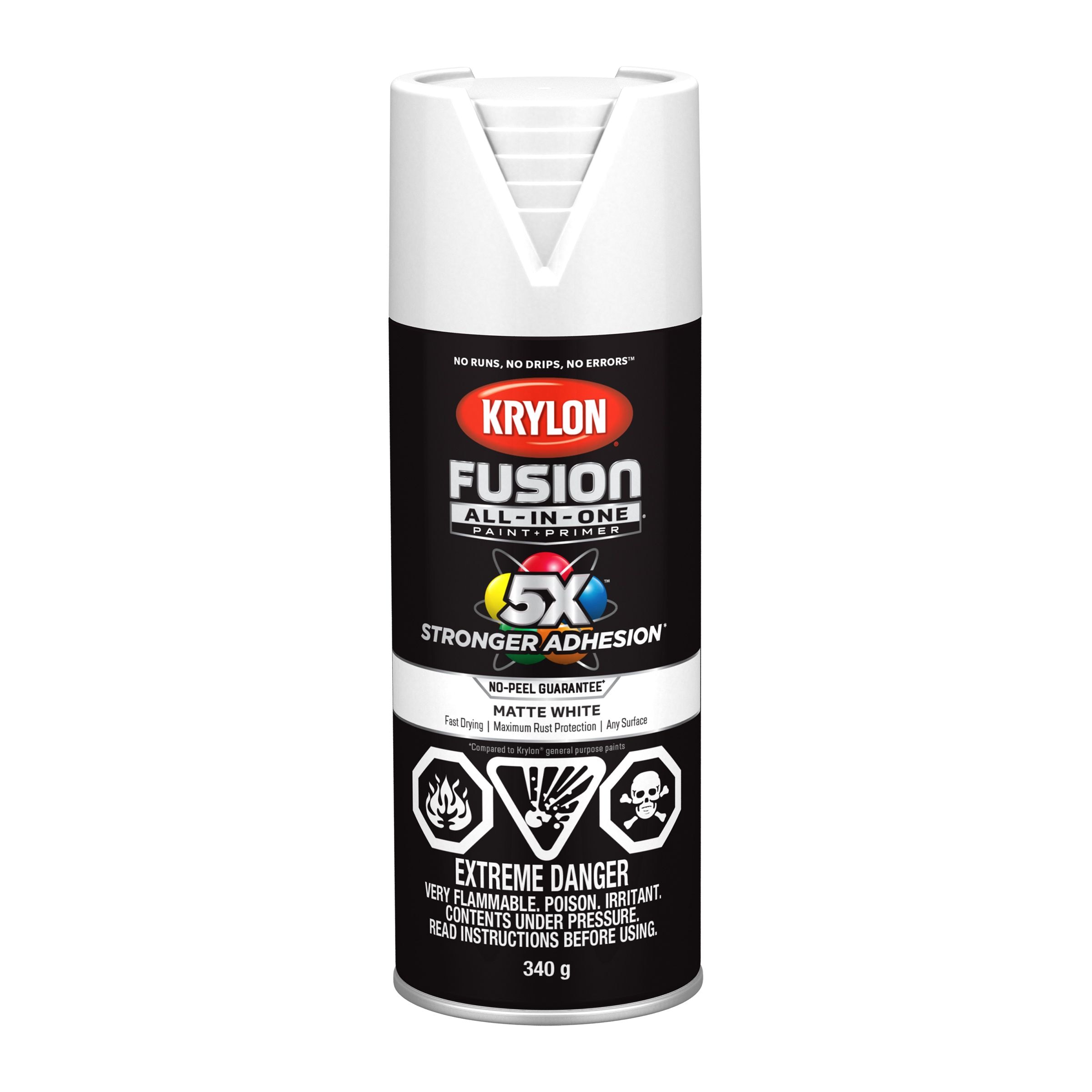 Krylon Fusion All-In-One® Spray Paint Aerosol, Matte, White, 340-g ...