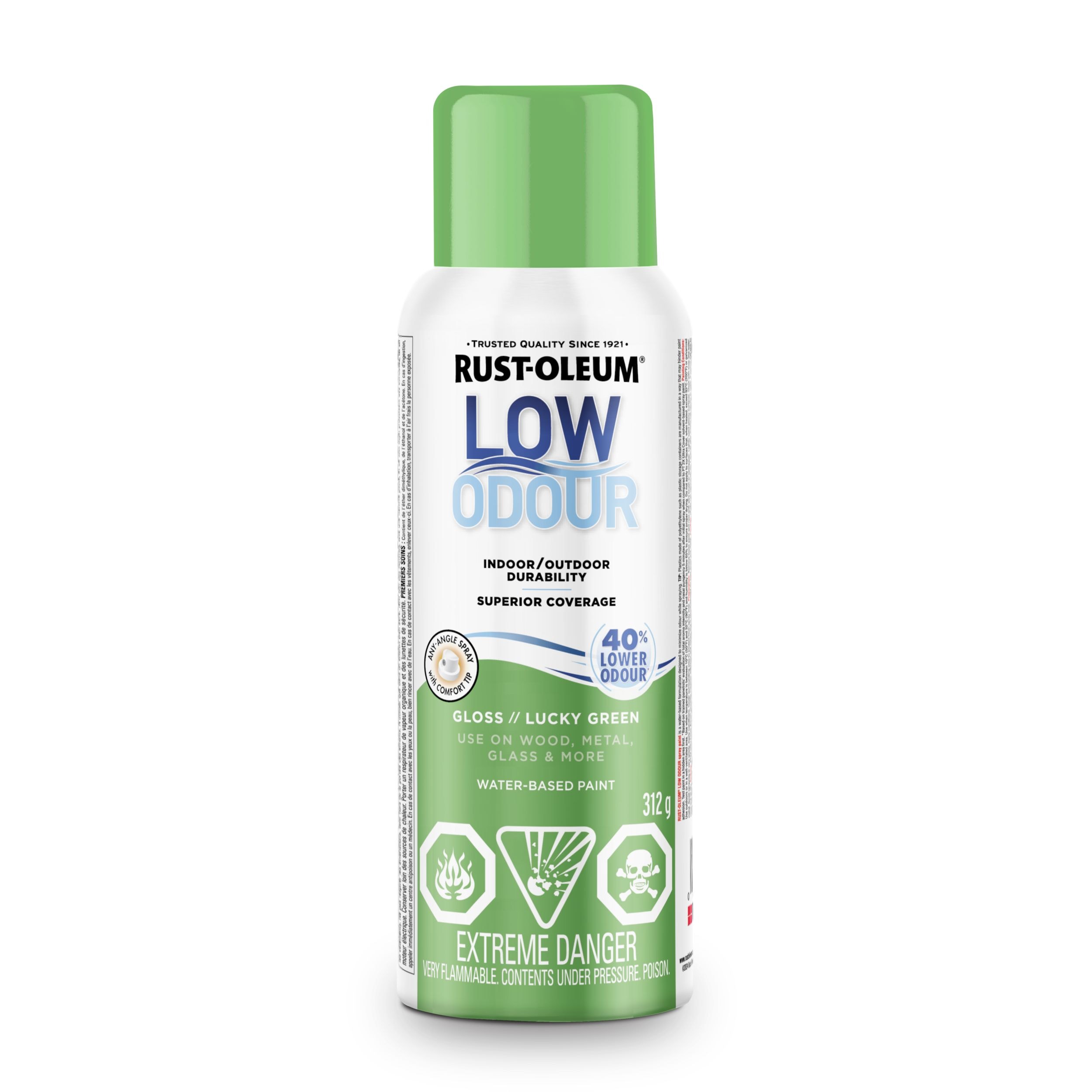 Rust-Oleum Low Odour Water-Based Paint Spray Aerosol, Gloss, Lucky ...