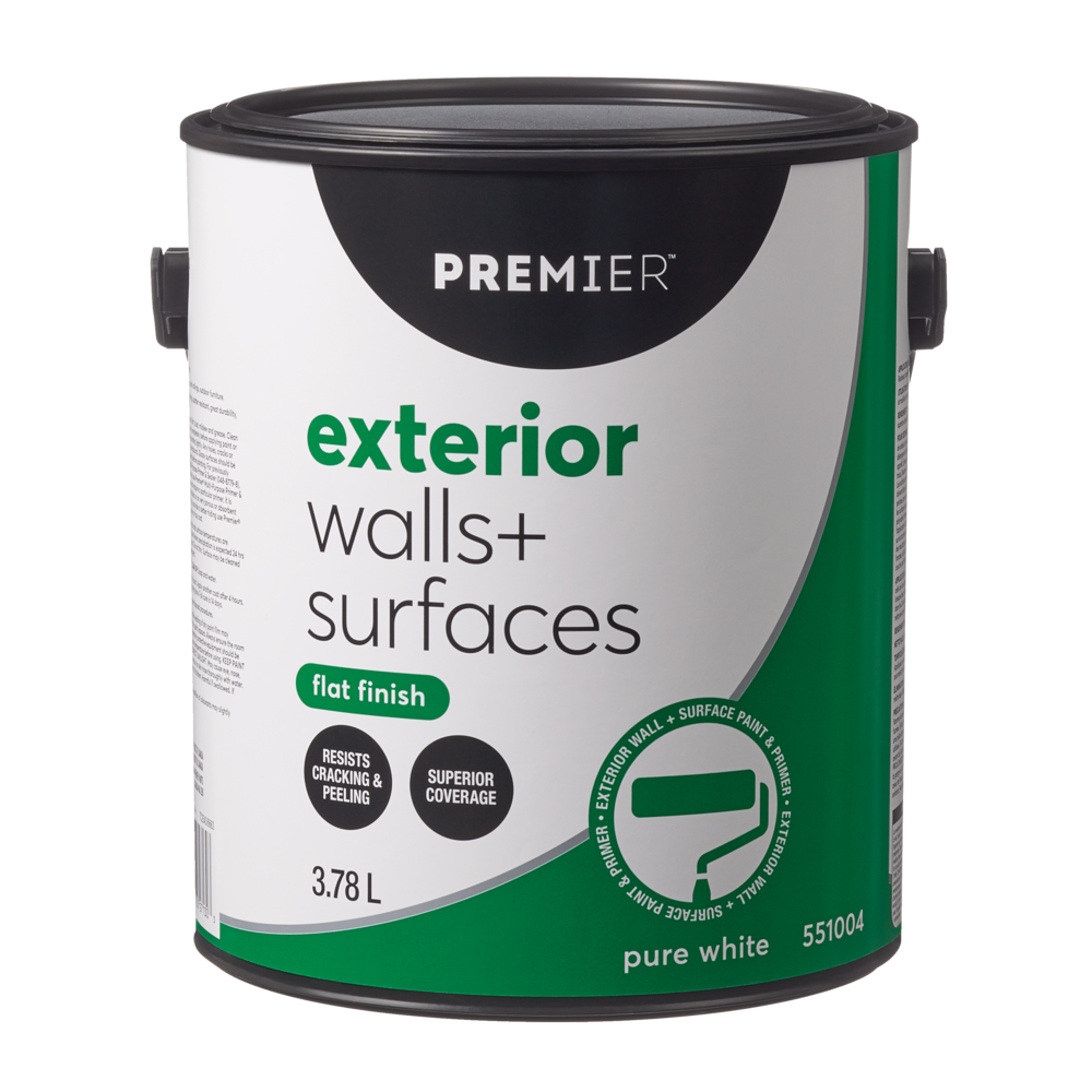 Premier Exterior Walls & Surfaces Paint & Primer, Flat Finish, Pure ...