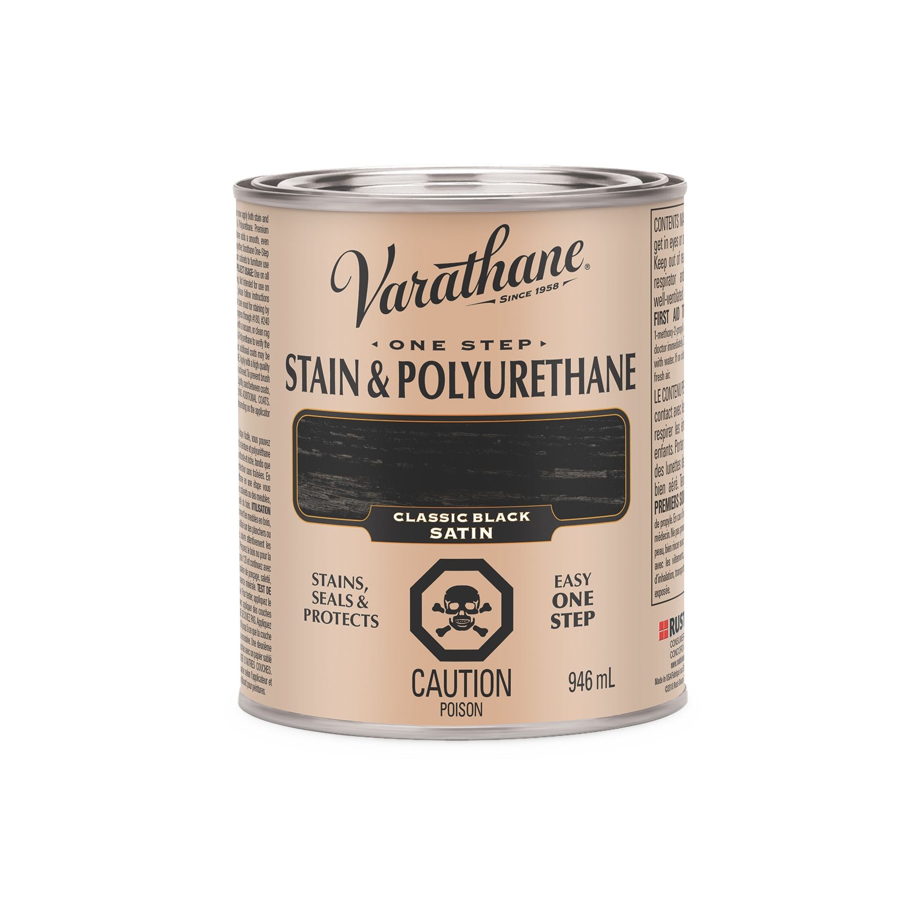 Varathane Stain & Polyurethane, Satin, Classic Black,946-mL | Canadian Tire