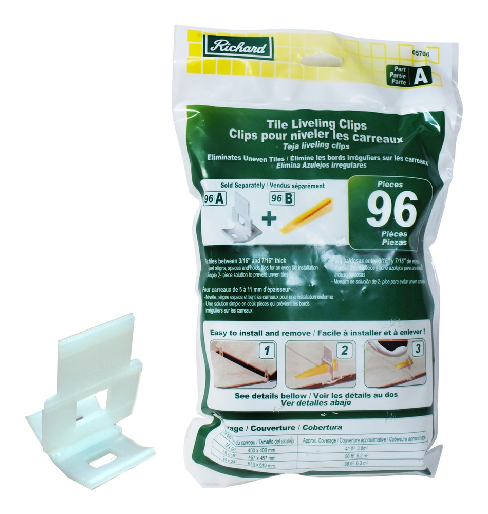 Richard Curved Floor Tile Levelling System, Part A Clips, White, 96-pk ...