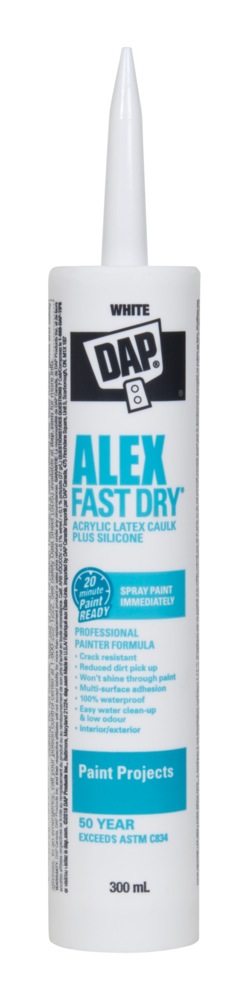 DAP Alex Fast Dry Acrylic Latex Caulk Plus Silicone, Waterproof ...