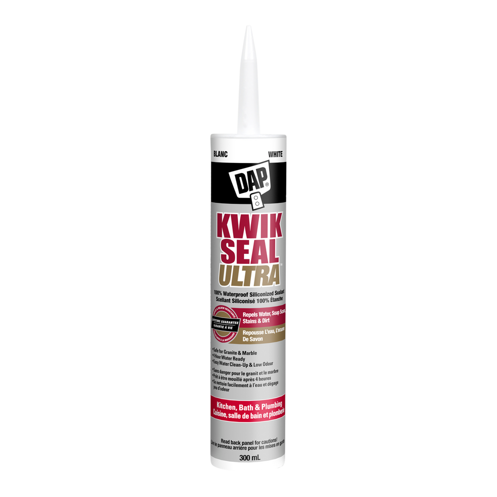 DAP Kwik Seal Ultra Kitchen, Bath & Plumbing Siliconized Sealant, White ...