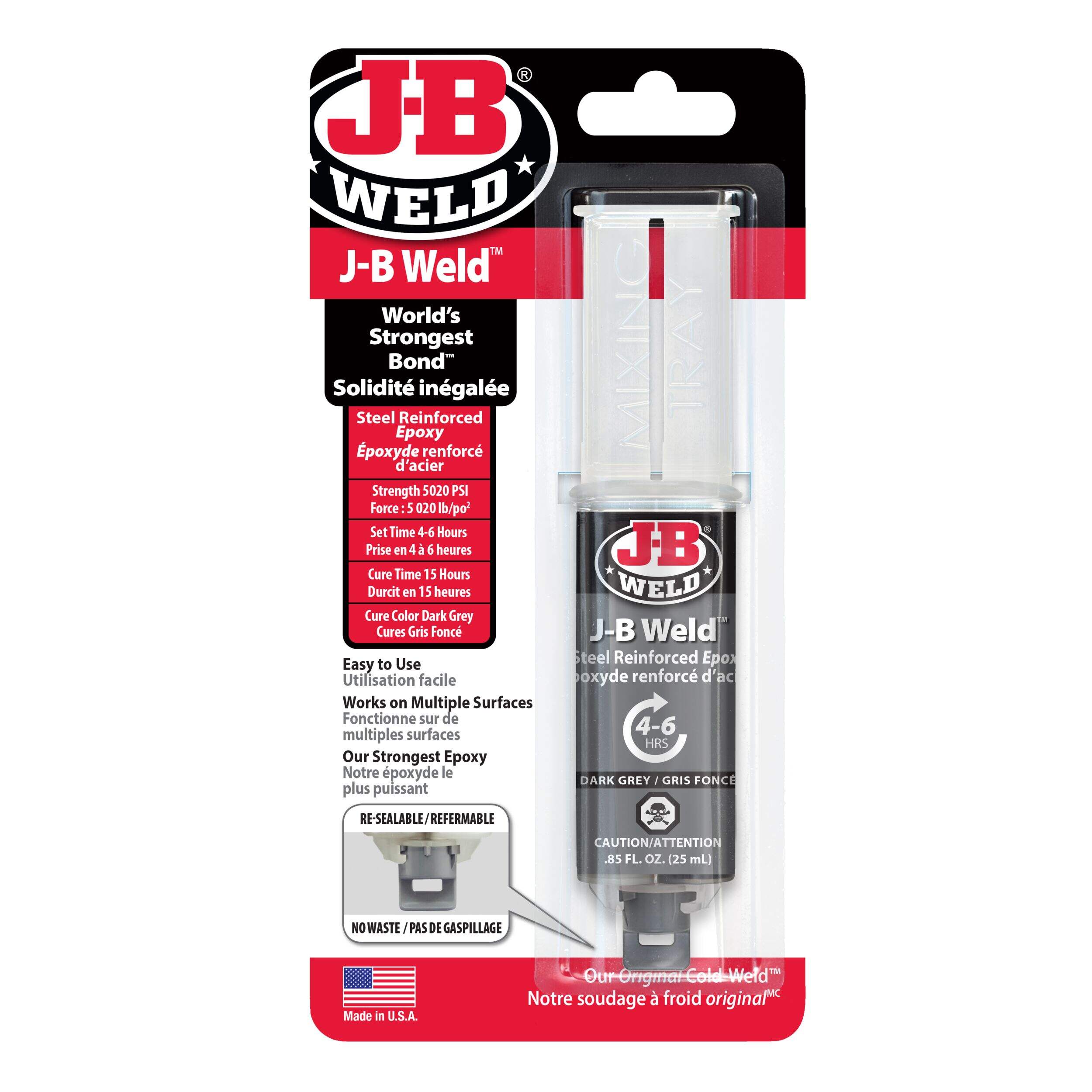 J-B Weld Multi-Purpose Steel Reinforced Epoxy Glue Adhesive Syringe ...
