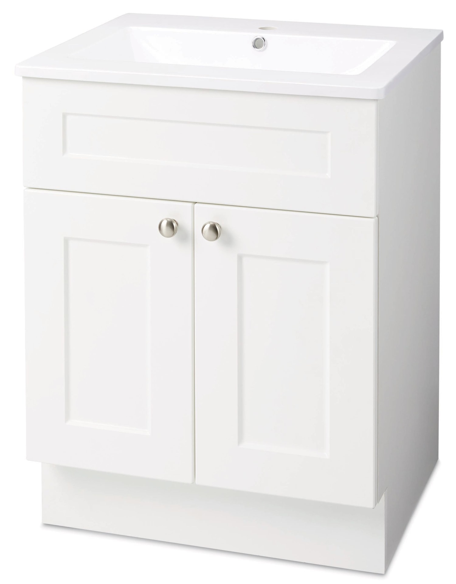CANVAS Milford Double Door Single Sink Marble Top Bathroom Vanity White 24 in Canadian Tire