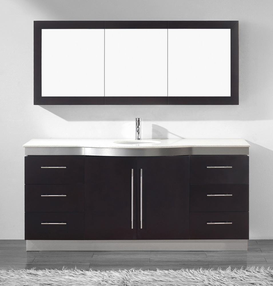 Urban Bathe Dinara Single Sink Bathroom Vanity with Quartz Top, Chai ...