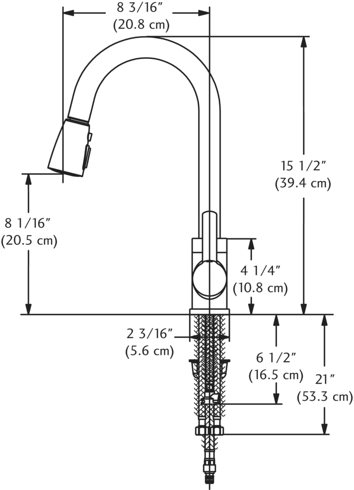 Kindred Gooseneck Single Handle Pull Down Spray Faucet, Chrome ...