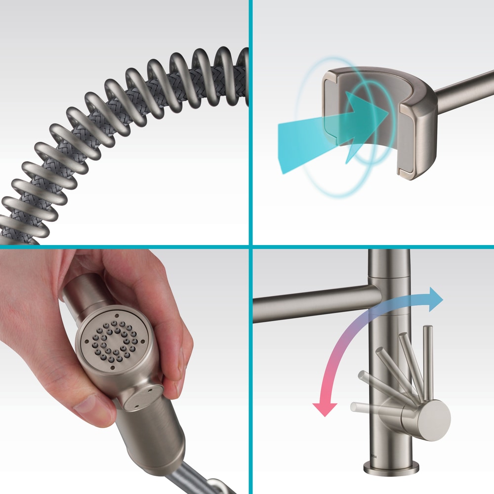 Kraus Artec Pro Single Handle High Arc Commercial Pull Down Kitchen ...