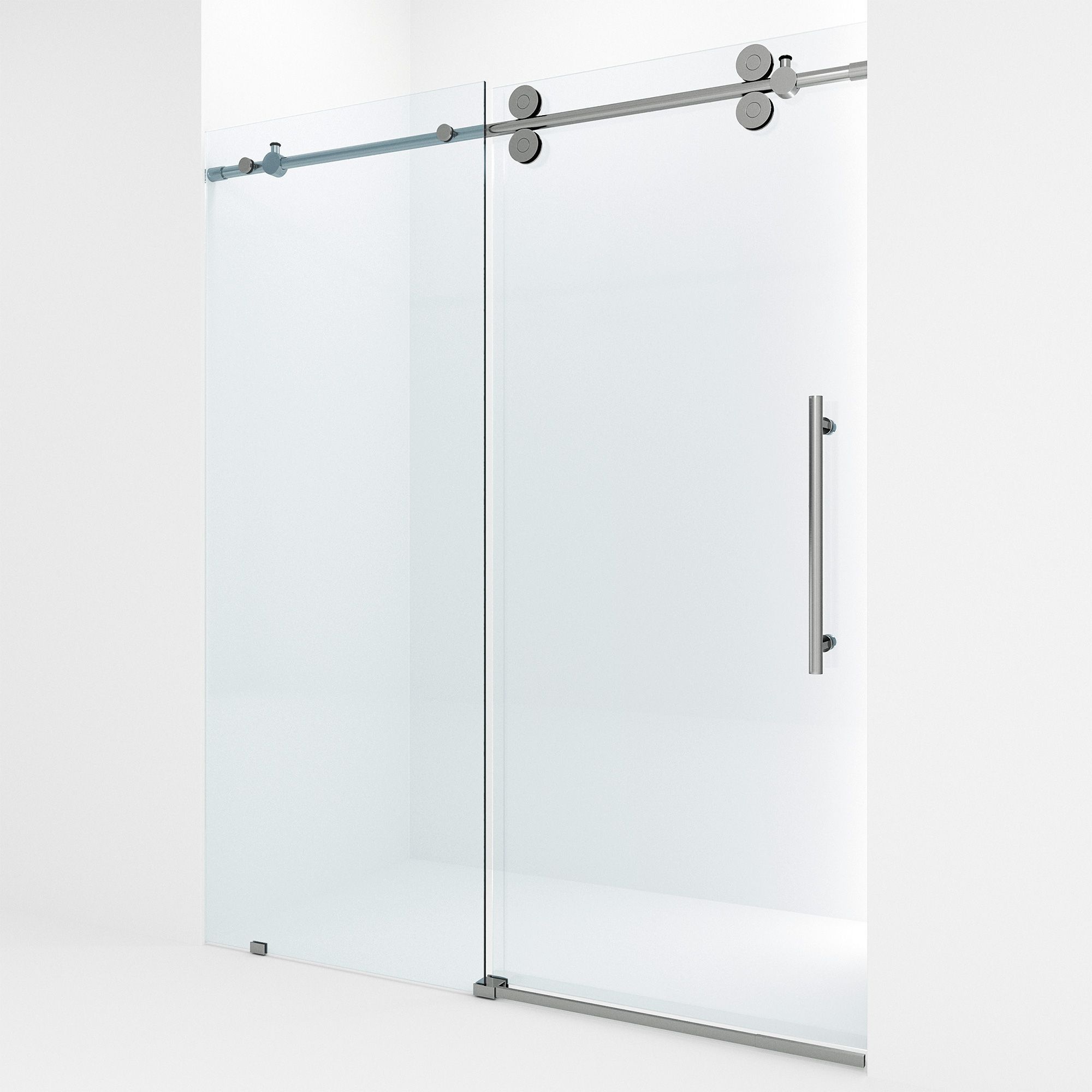 VIGO Elan Frameless Adjustable Sliding Shower Door with Clear Glass, Stainless Steel, 60x74-in ...