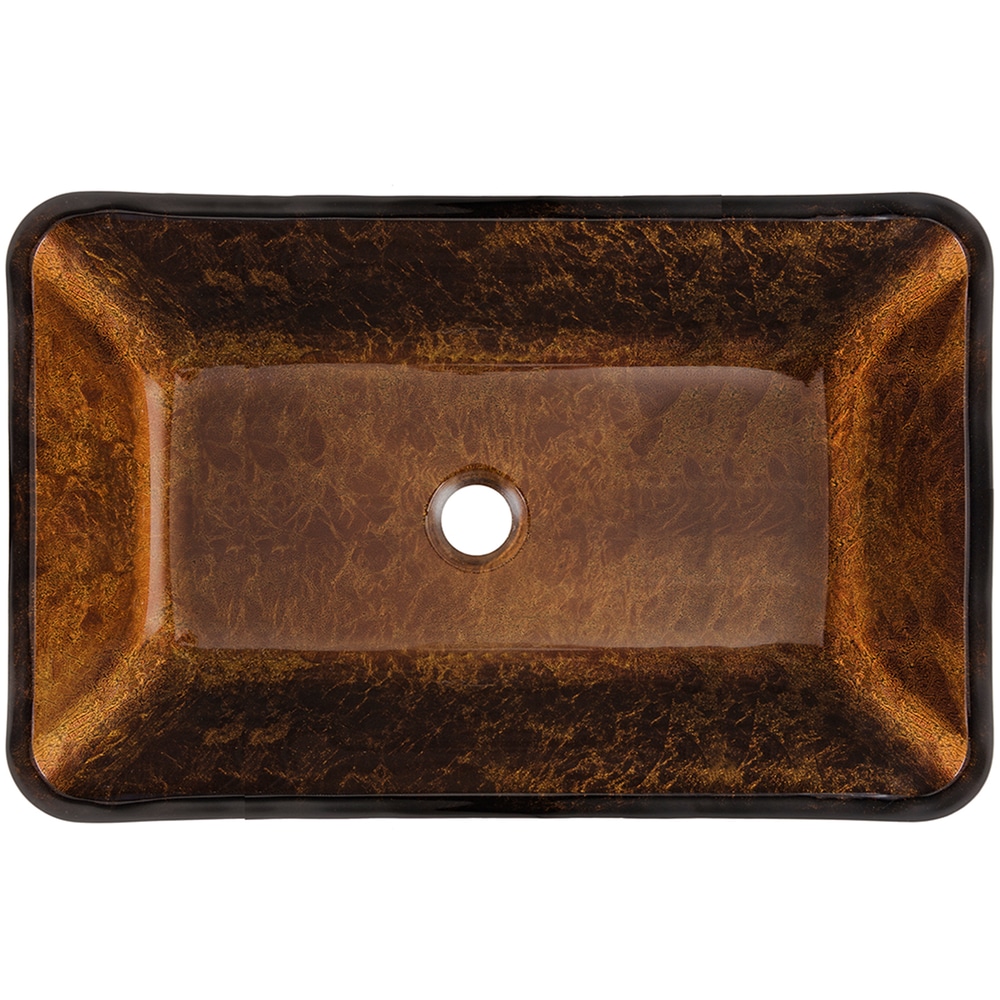 VIGO Glass Rectangular Vessel Bathroom Sink/Basin with Rounded Edges ...