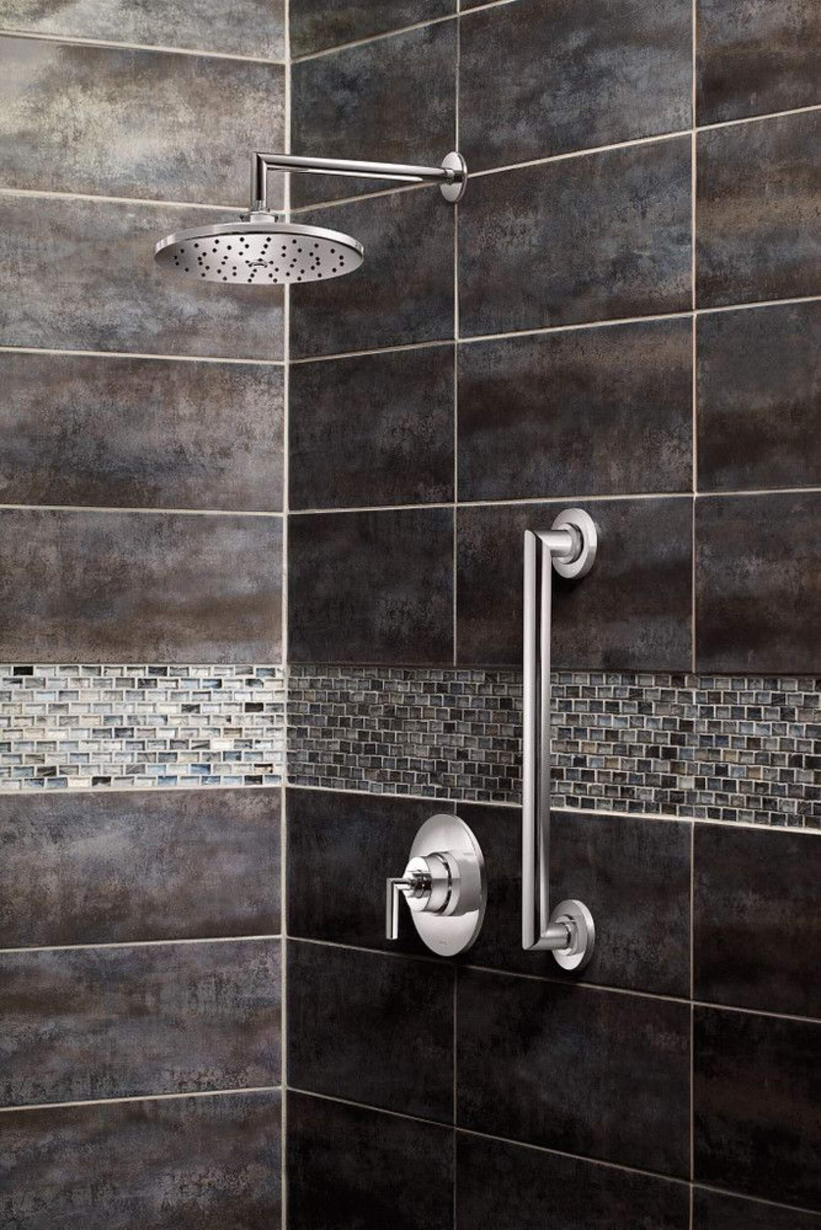 Moen Arris Posi-Temp Pressure Balancing Modern Tub & Shower Trim Kit with 10-in Eco-Performance ...