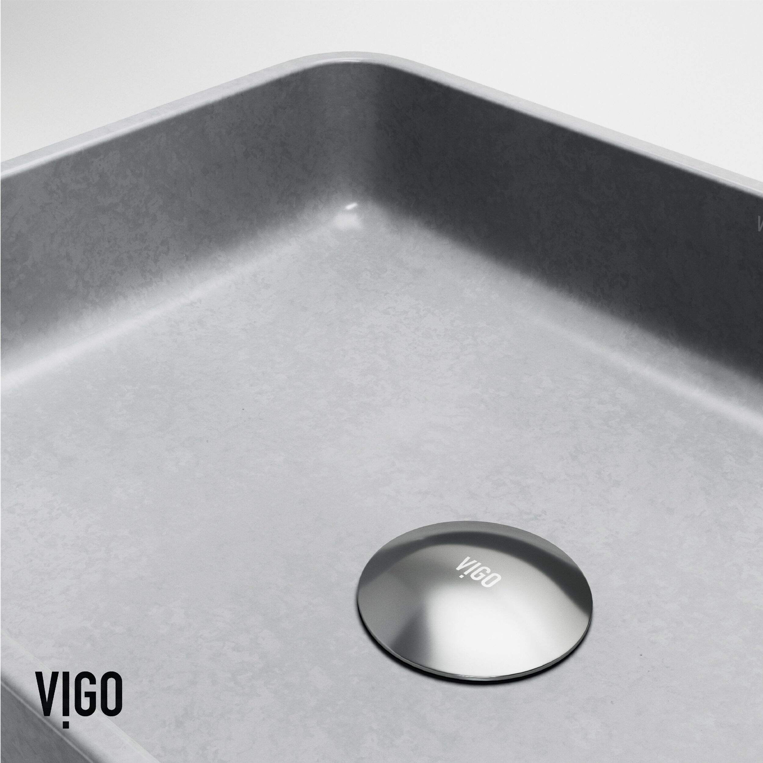 VIGO Segovia Gothic ConcretoStone™ Rectangular Vessel Bathroom Sink ...