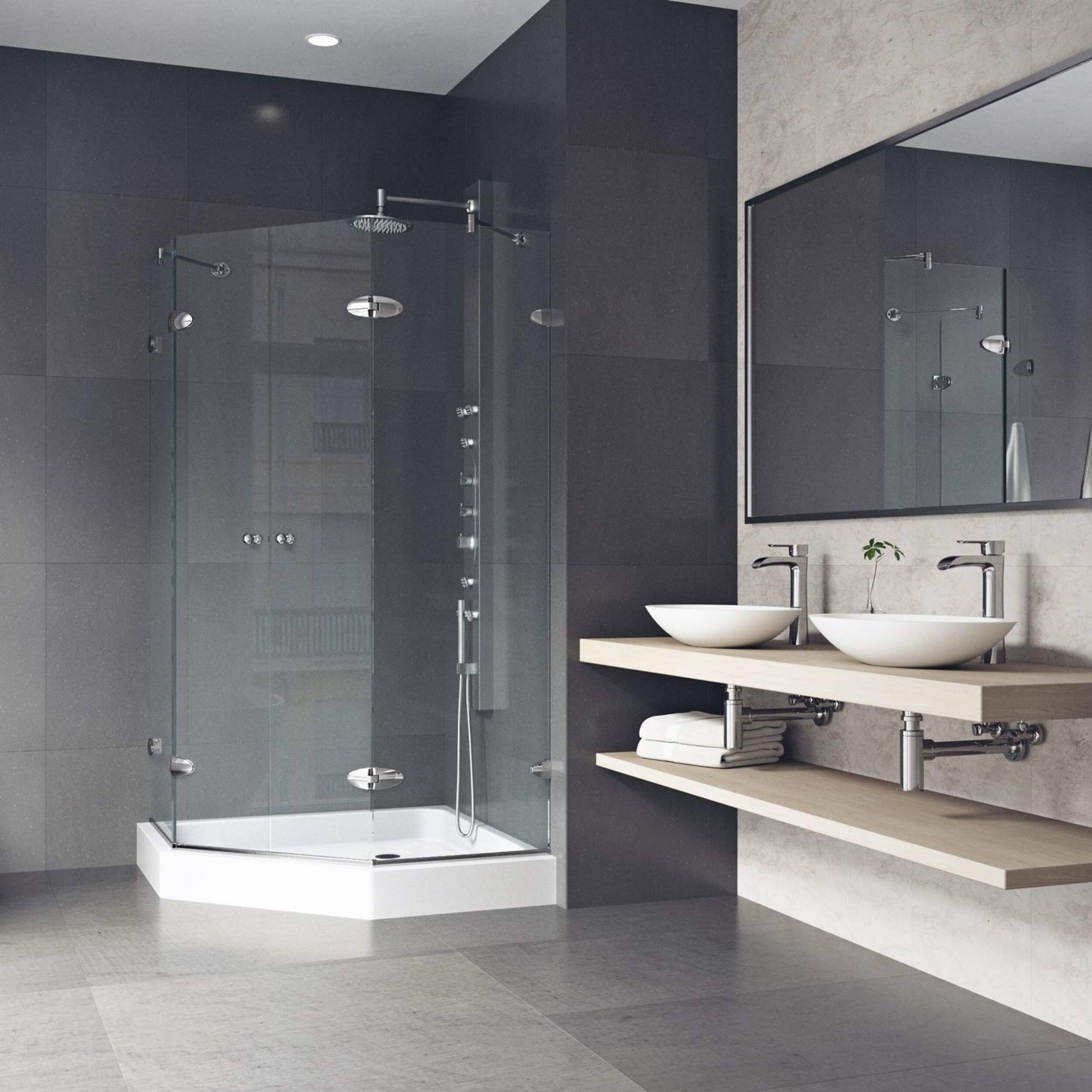 VIGO Gemini Shower Enclosure with Base, 42-in x 42-in, Chrome ...
