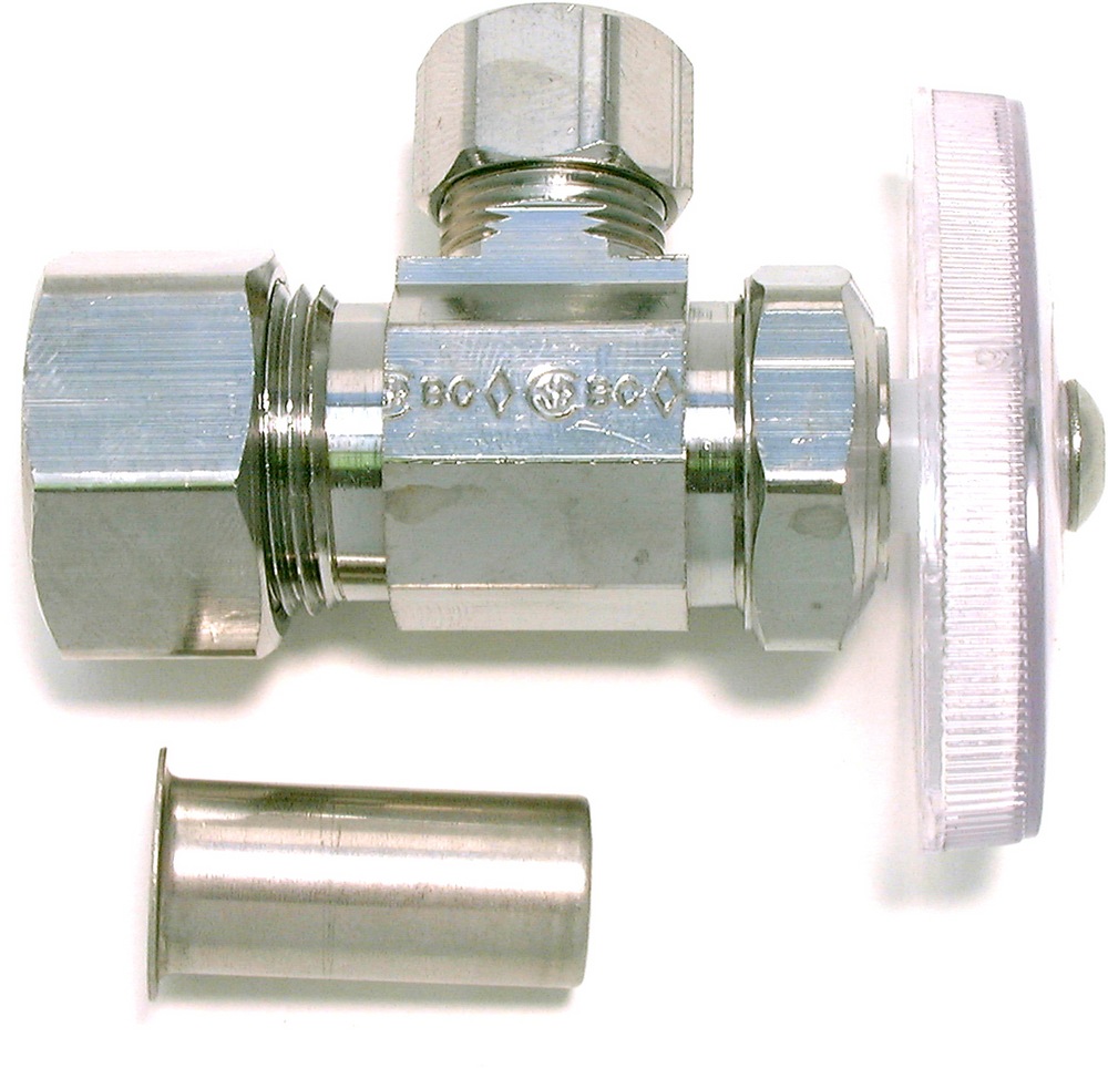 PlumbShop Chrome Angle Valve, 1/2-in Nom. PEX Comp. x 3/8-in O.D ...