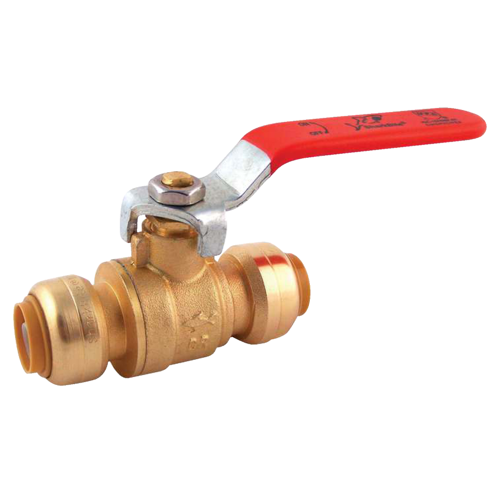 Waterline Push N' Connect Brass Ball Valve with Lever Handle, 1/2-in ...