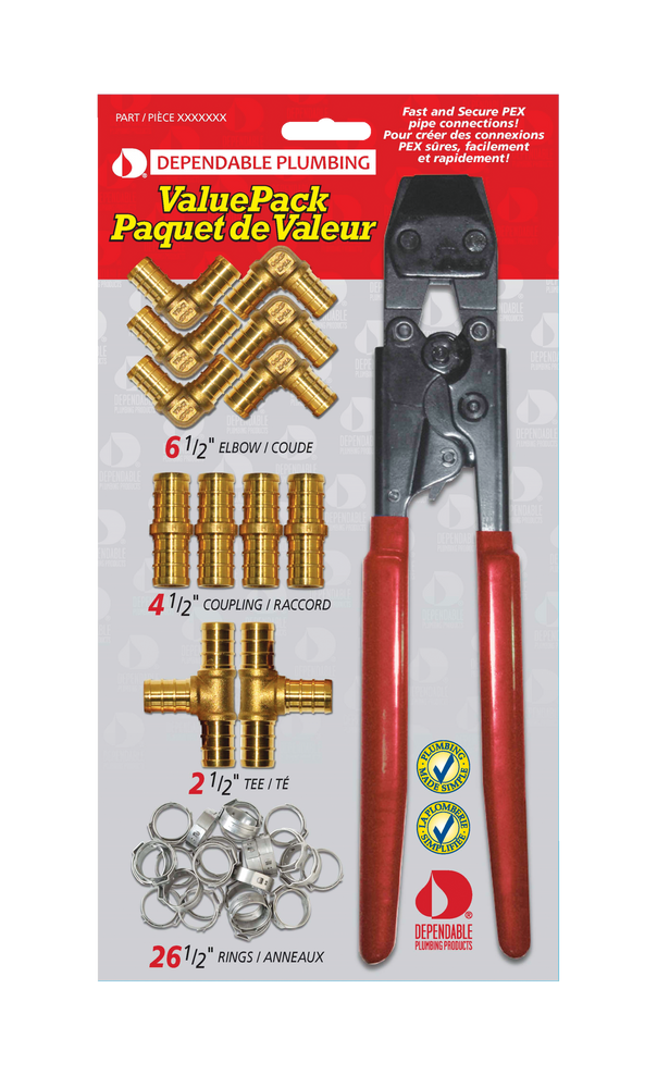 Outils et raccords de plomberie Dependable, pour tuyaux PEX, format économique, paq. 39 ...