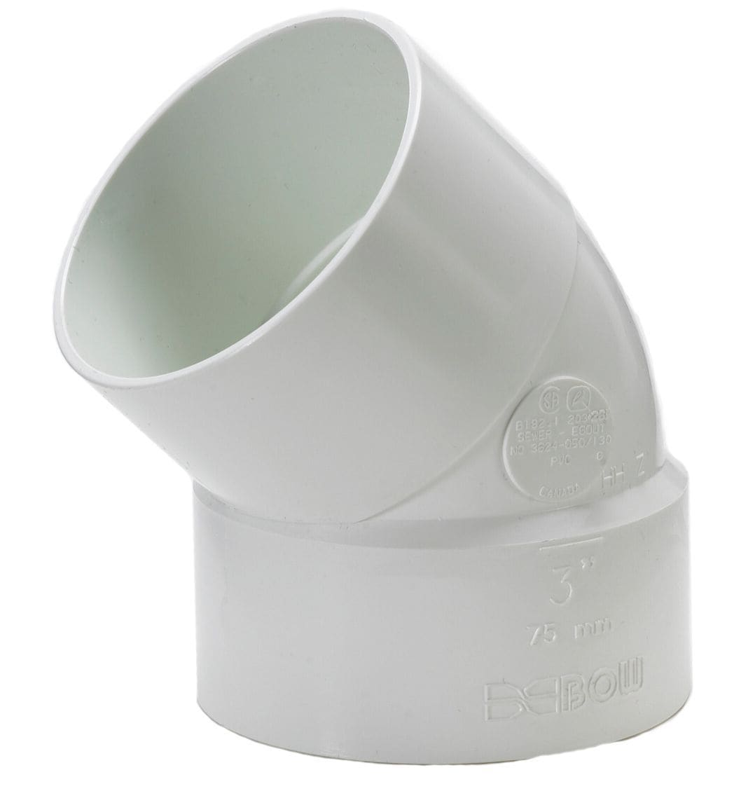 Bow PVC 45-Degree Sewer Elbow for Sewer and Drainage Fitting, White ...