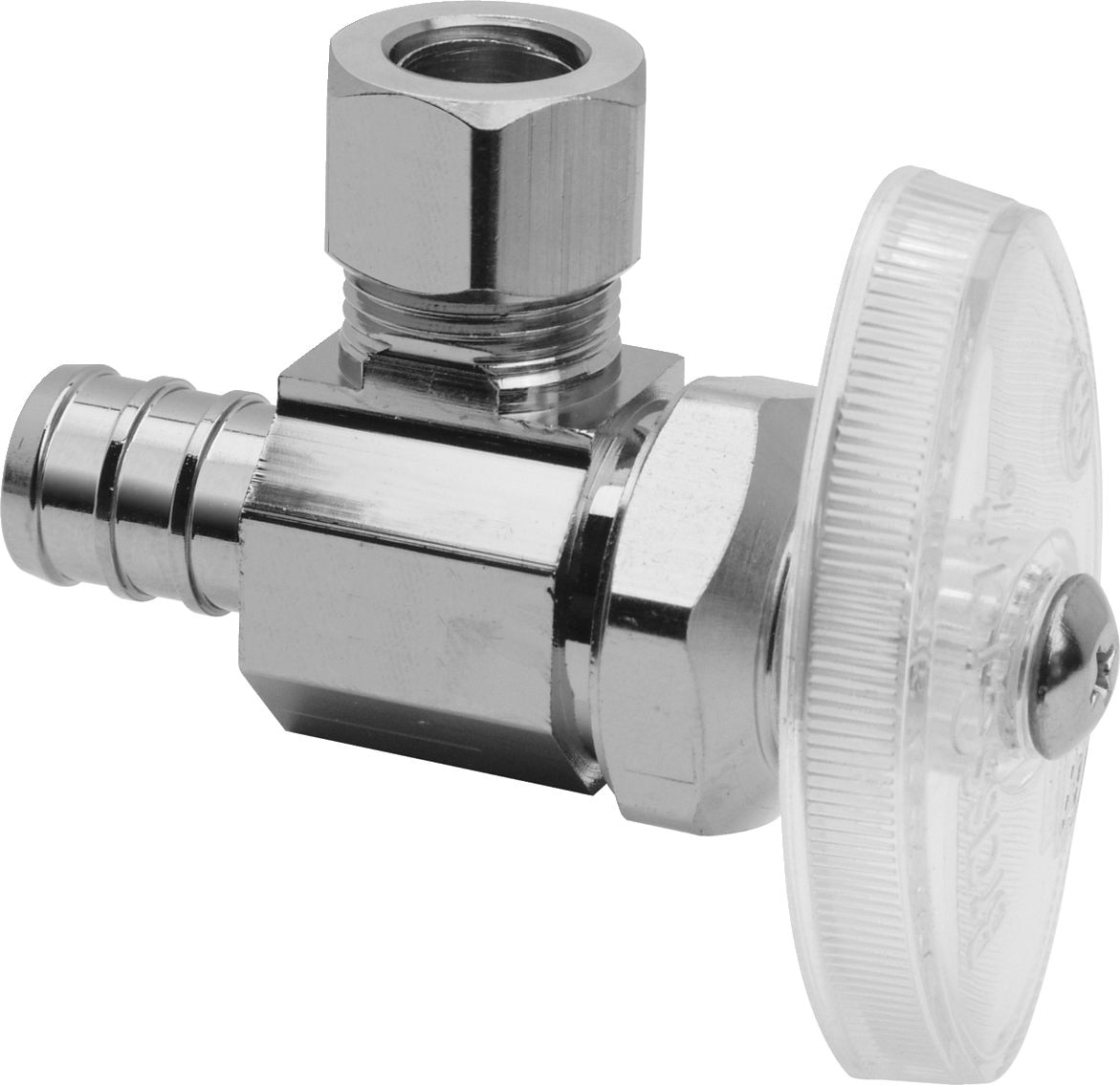 BrassCraft Angle Valve, 1/2 in. Nom Crimp PEX Barb x 3/8 in. O.D. Comp ...
