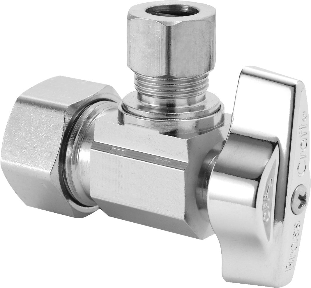 BrassCraft Angle Valve, 1/2 in. Nom Comp x 3/8 in. O.D. Comp, Chrome ...