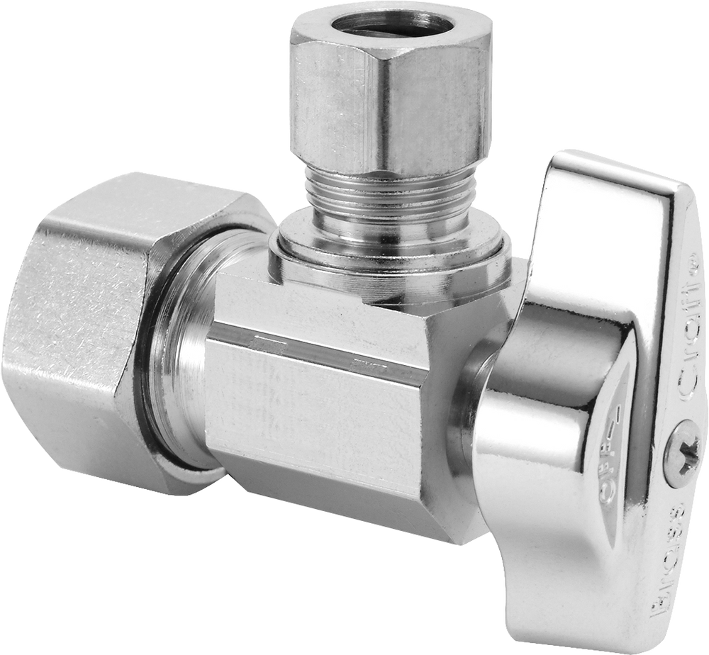 BrassCraft Angle Valve, 1/2 in. Nom Comp x 3/8 in. O.D. Comp, Chrome ...
