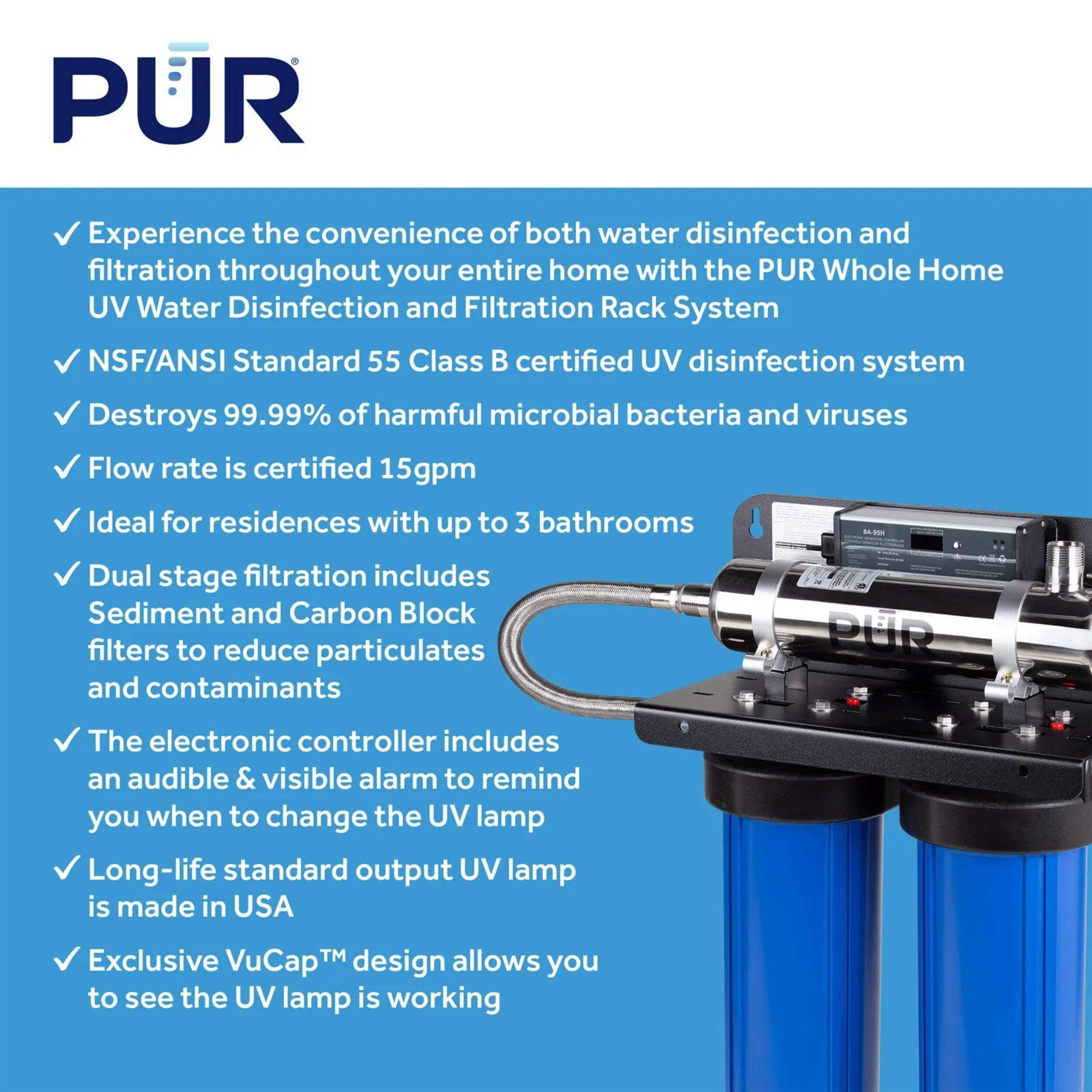 PUR PUVR15H 15-GPM UV Whole Home Water Disinfection System, HO ...