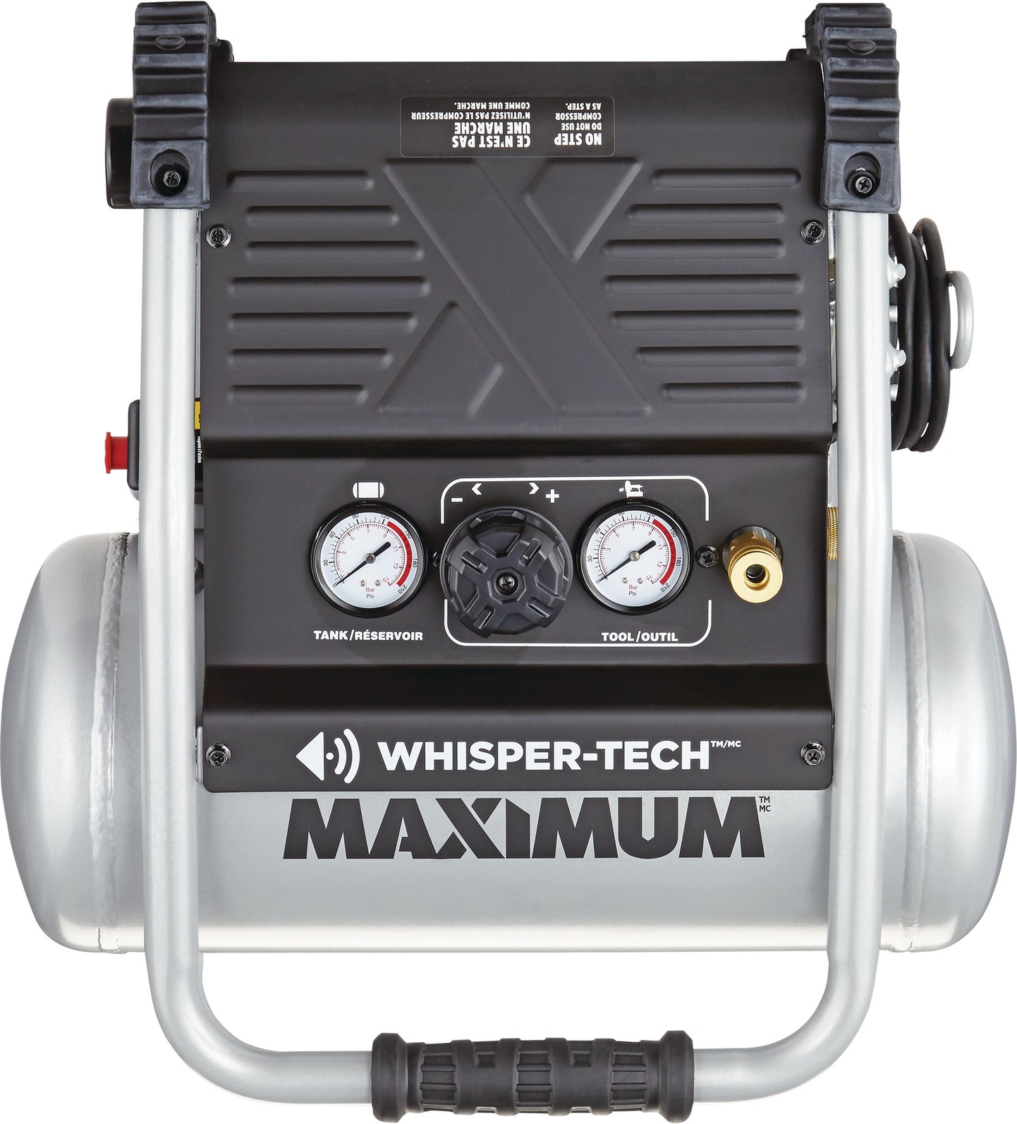 MAXIMUM 4-Gallon Ultra Quiet Portable Air Compressor with Dual Position ...