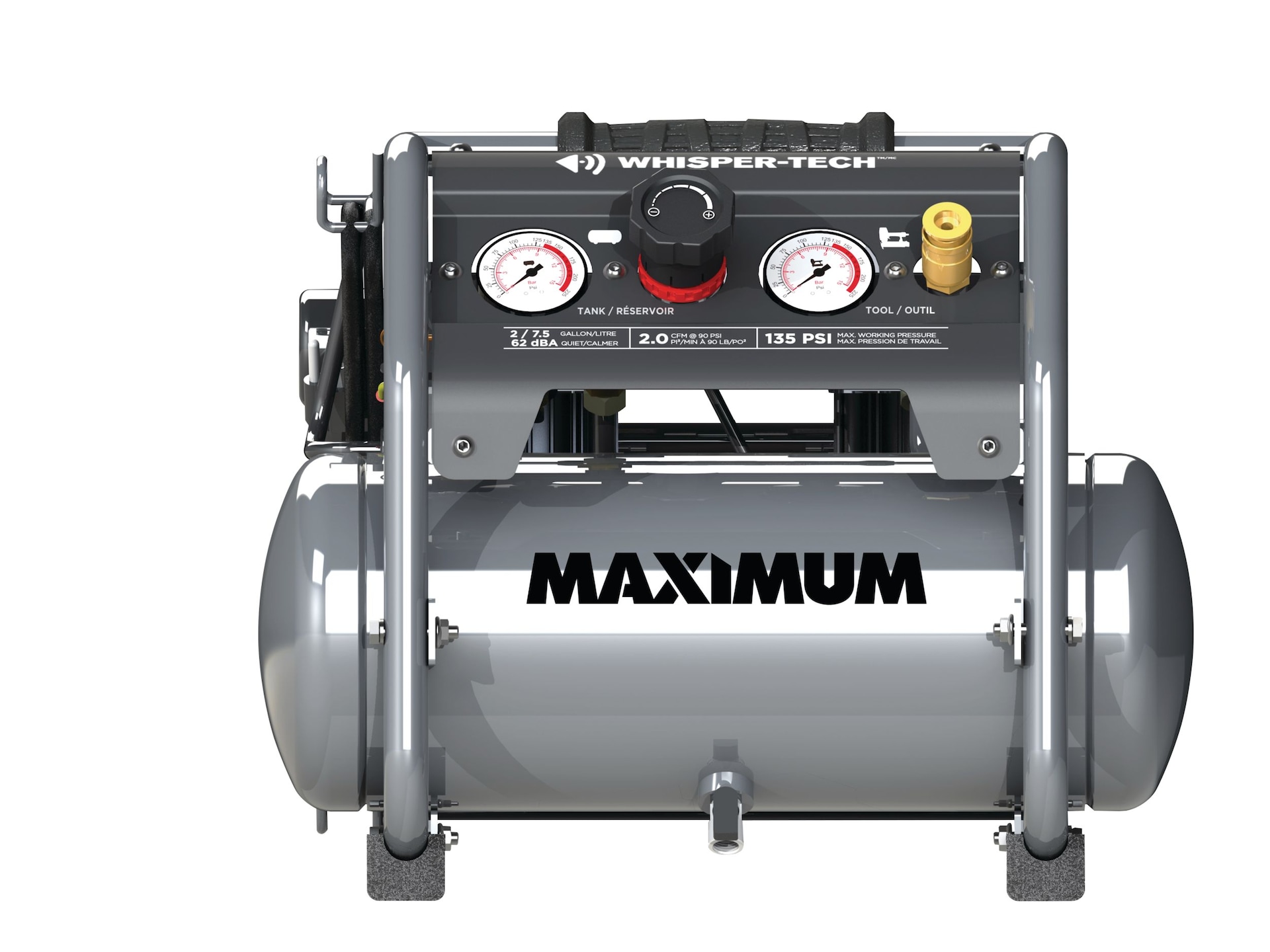 MAXIMUM 2-Gallon Quiet Air Compressor, 135 PSI, 1 HP | Canadian Tire