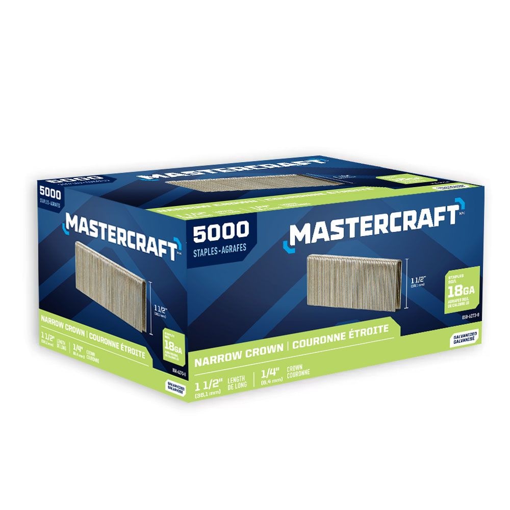 Mastercraft 18-Gauge Narrow Crown Staples, 1-1/2 x 1/4-in, 5000-pk ...