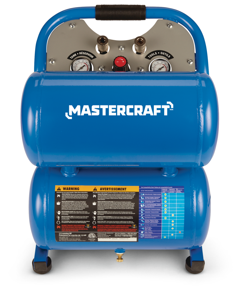 Mastercraft 5-Gallon Oil-Free Portable Air Compressor, 135 PSI, 1.5HP ...