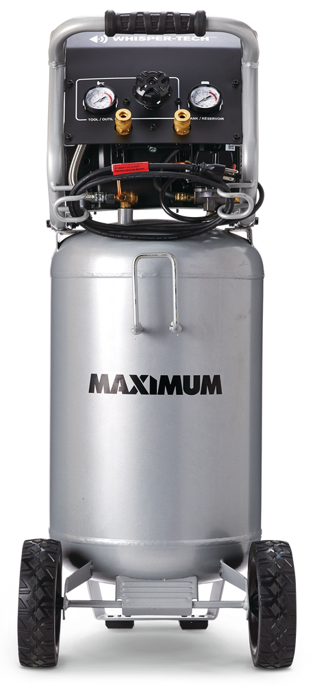 MAXIMUM 15-Gallon Oil-Free Quiet Portable Vertical Air Compressor with ...
