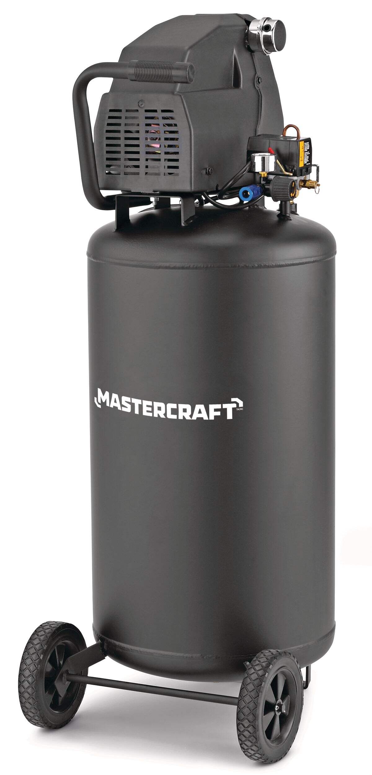 Mastercraft 26-Gallon Oil-Free Portable Vertical Air Compressor, Matte ...