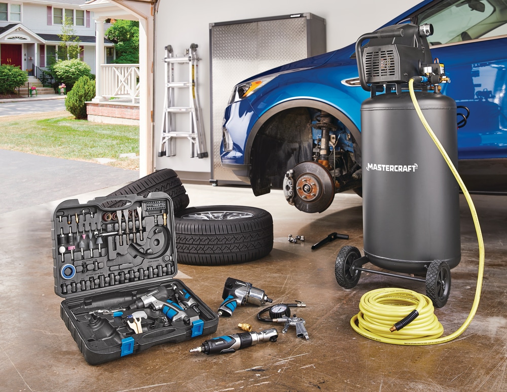 Mastercraft 26-Gallon Oil-Free Portable Vertical Air Compressor, Matte ...