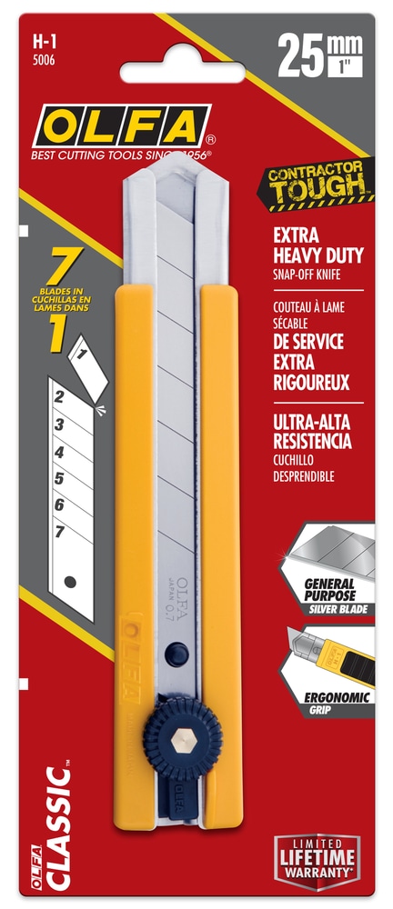 Couteau tout usage très robuste à lame cassable avec prise caoutchoutée OLFA Pro H-1 5006, 25 mm ...