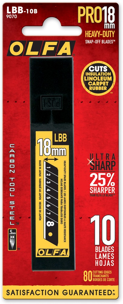 OLFA LBB-10B 9070 Pro Ultra-Sharp Heavy-Duty Snap-Off Blades, 18-mm, Black, 10-pk | Canadian Tire