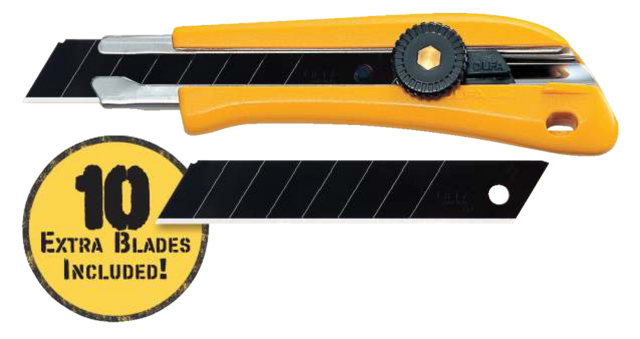 OLFA BN-L/LBB10 1092961 Heavy-Duty Snap-off Utility Knife with Bonus Blades, 18-mm, Yellow/Black ...