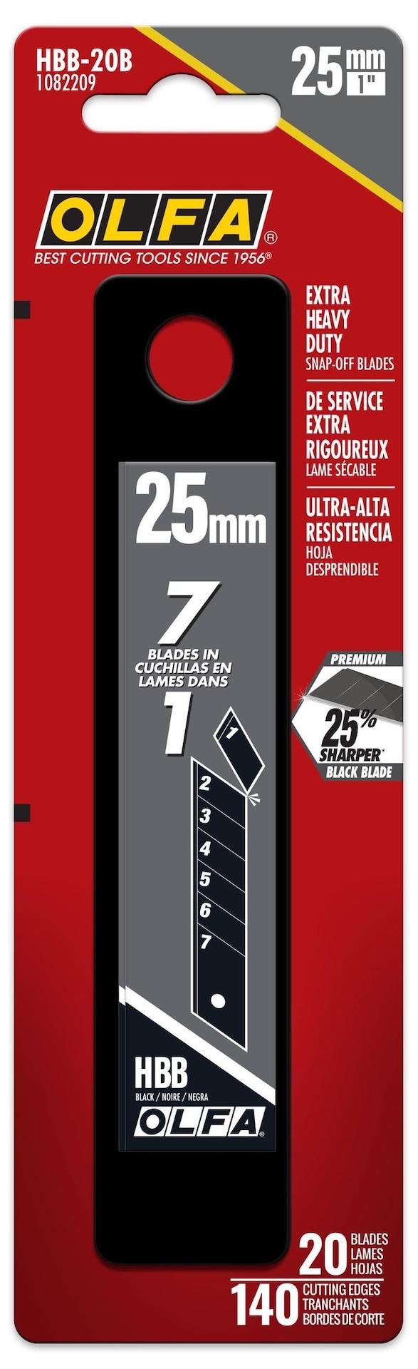 OLFA HBB-20B 1082209 Pro Ultra-Sharp Extra Heavy-Duty Snap-Off Blades, 25-mm, Black, 20-Pack ...