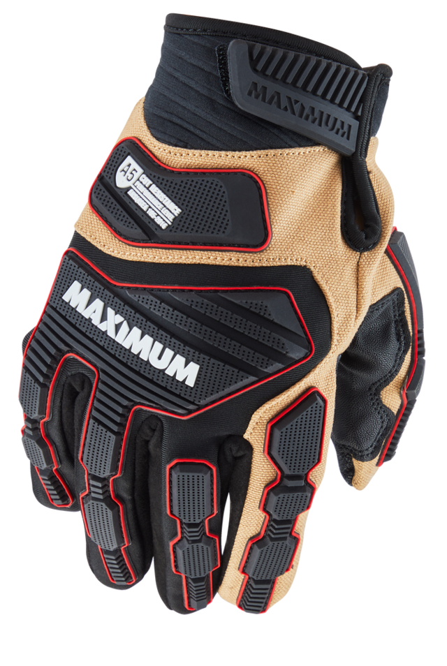 MAXIMUM Duck Canvas A5 Cut & Impact Resistant Safety Cuff Glove, Beige ...