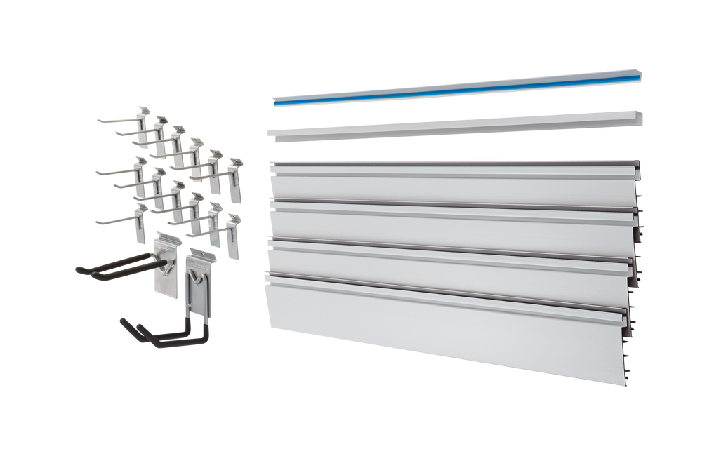 Mastercraft Slat / Track Wall Storage Panels, 6.6 sq.ft. with 15 Hooks ...