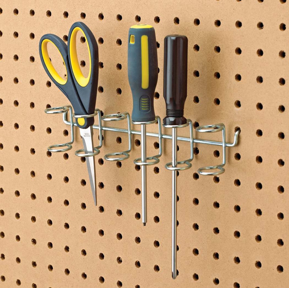 Porte-outils mural en acier Mastercraft pour panneaux perforés 1/8 po et 1/4 po, 1,5 x 2,75 x 6 ...