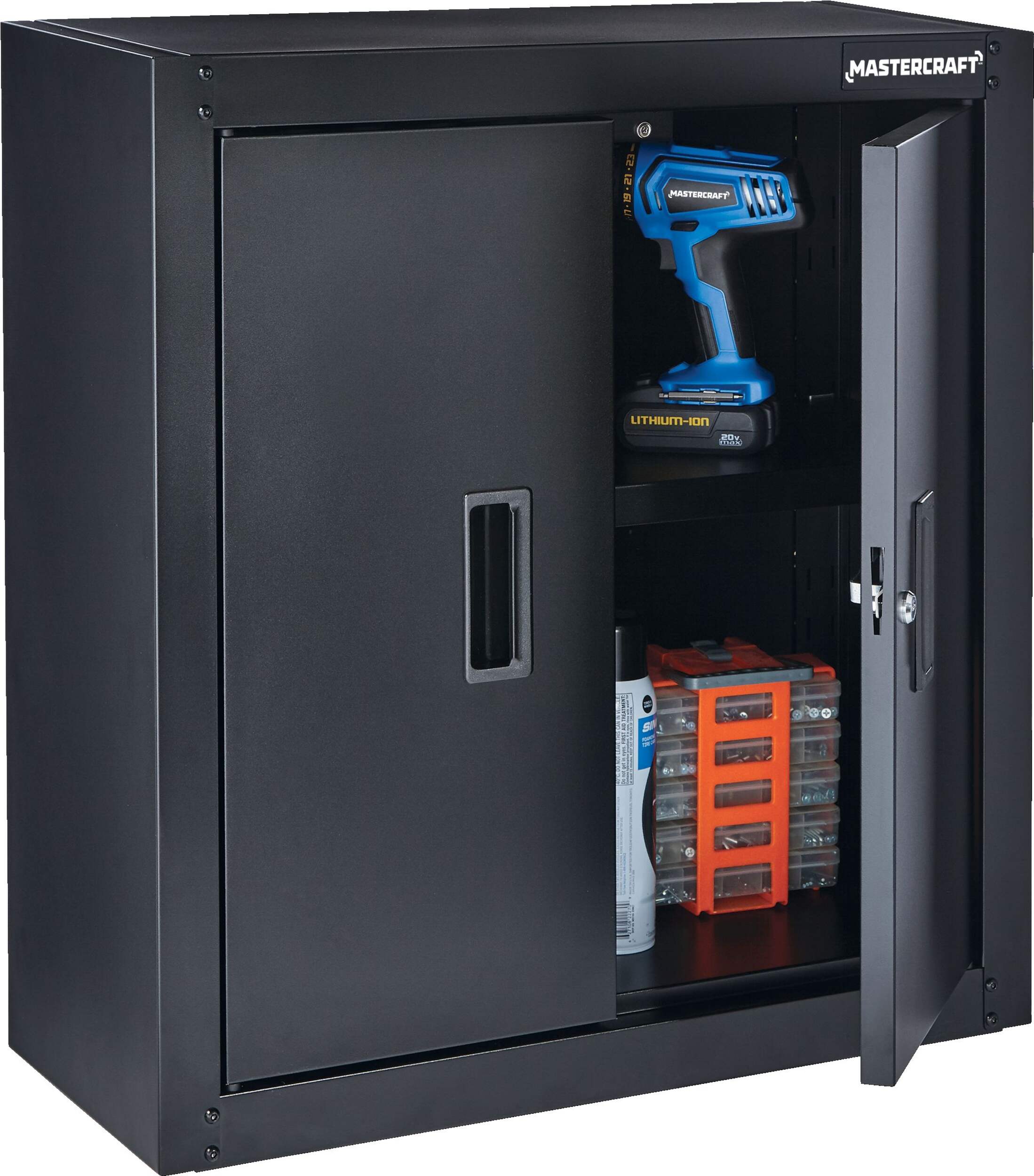 Mastercraft 2-Door Wall Cabinet, Black Series, 28 x 12 x 29.5-in ...